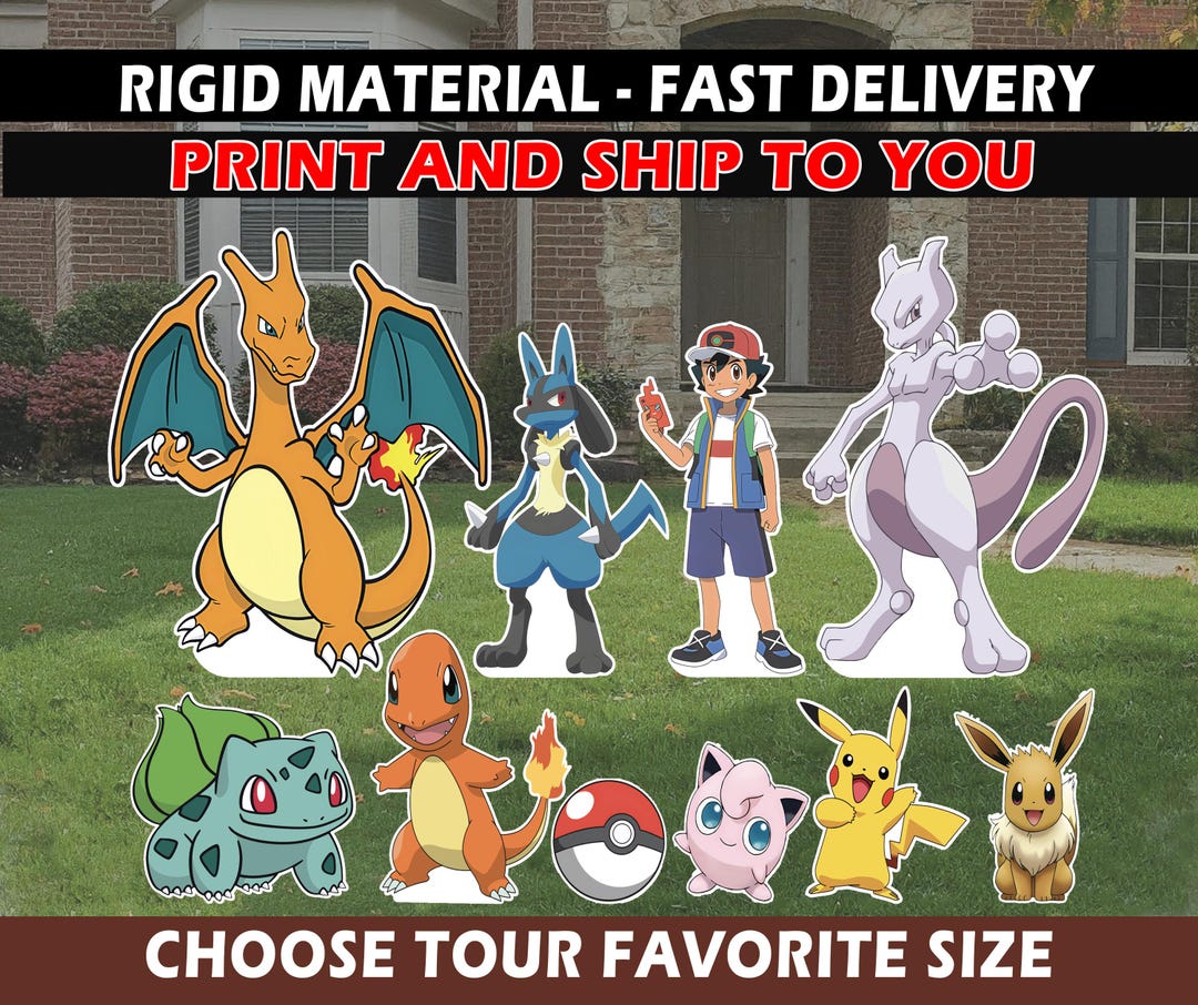 Party Decor Standee Yard Sign Yard Art Pokemon Birthday Pokemon Cutout ...