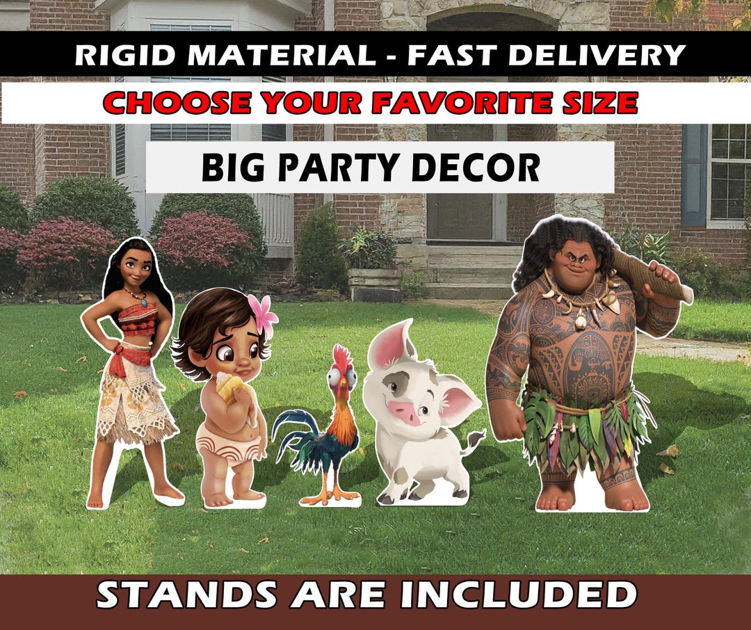MOANA Birthday Decor Moana Decoration Yard Sign Party Moana Cutouts Centerpiece Moana Party ...