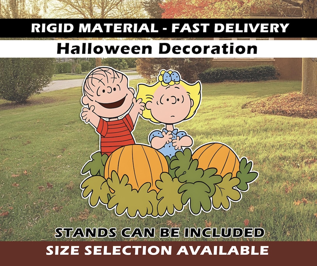 Sally and Linus Pumpkin HALLOWEEN Decoration Yard Sign Outdoor Peanuts ...