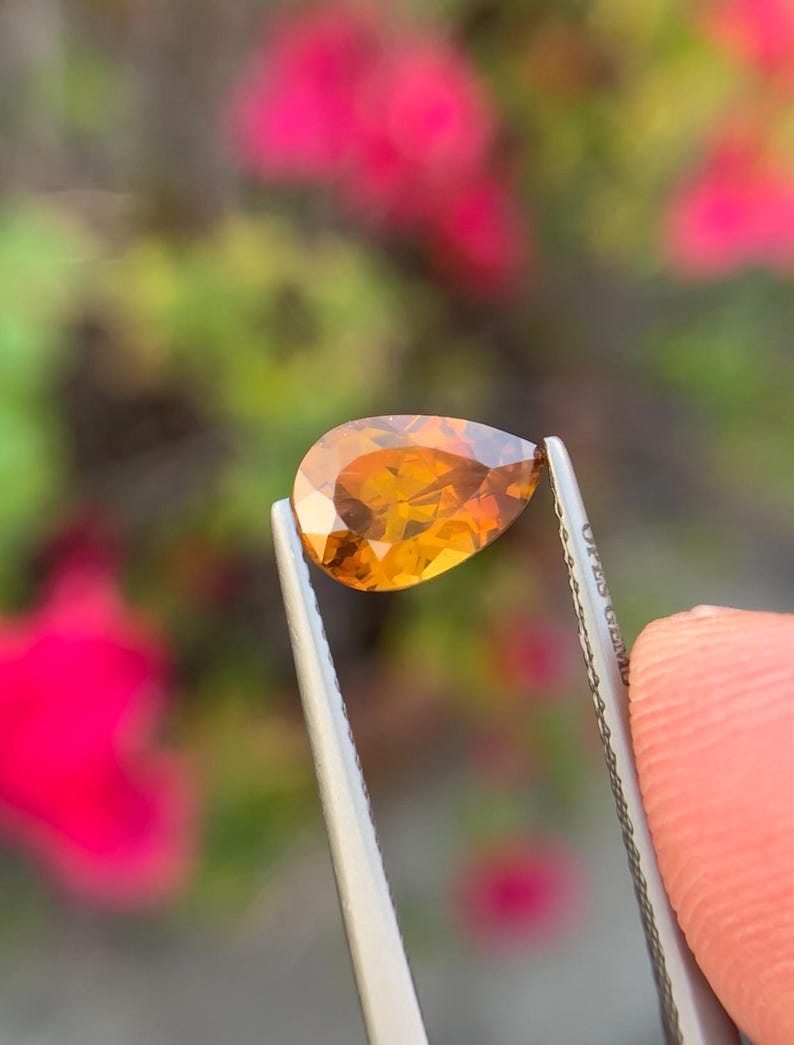 Natural Scheelite 2.41 Carat Brownish Yellow Orange Pear Cut ...