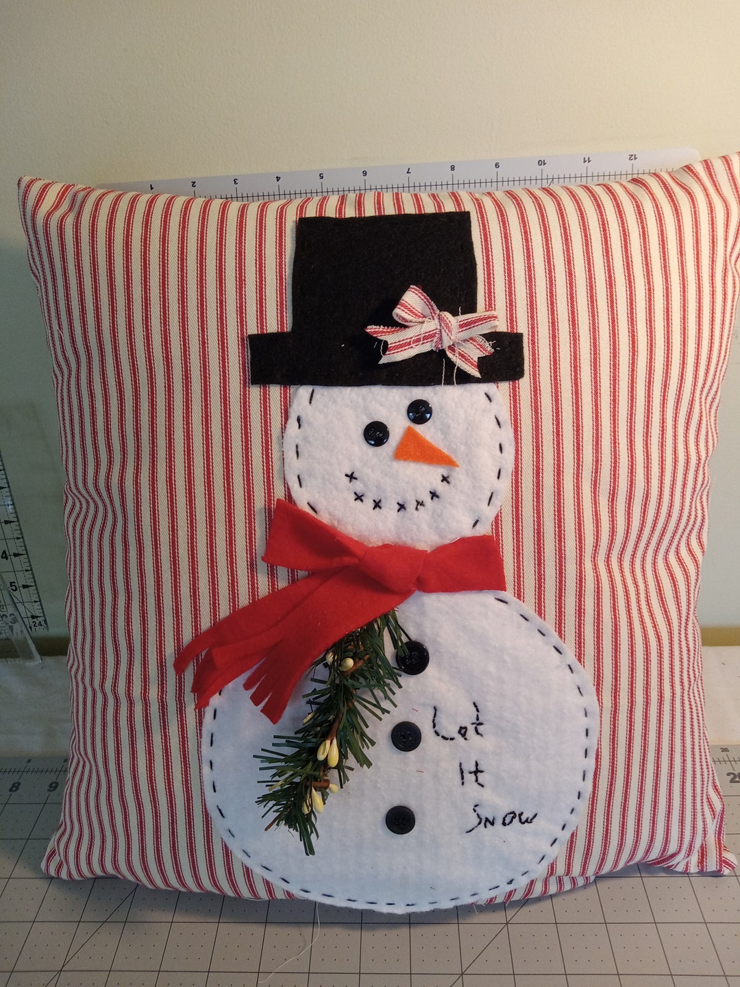 E-pattern Pillow Appliqued Christmas Sewing, Decorative, Ticking ...