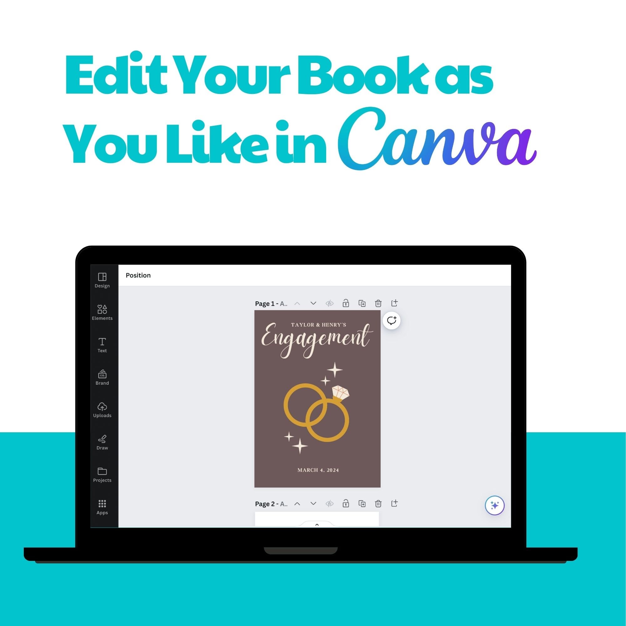 Engagement Photobook Canva Template Engagement Printed Photo Book ...