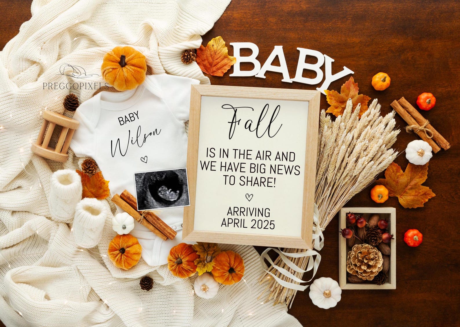 Fall Pregnancy Announcement , Gender Neutral Baby Announcement ...