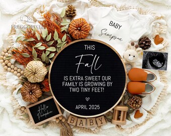 Fall Pregnancy Announcement , Gender Neutral Baby Announcement, Downloadable Editable Template ...