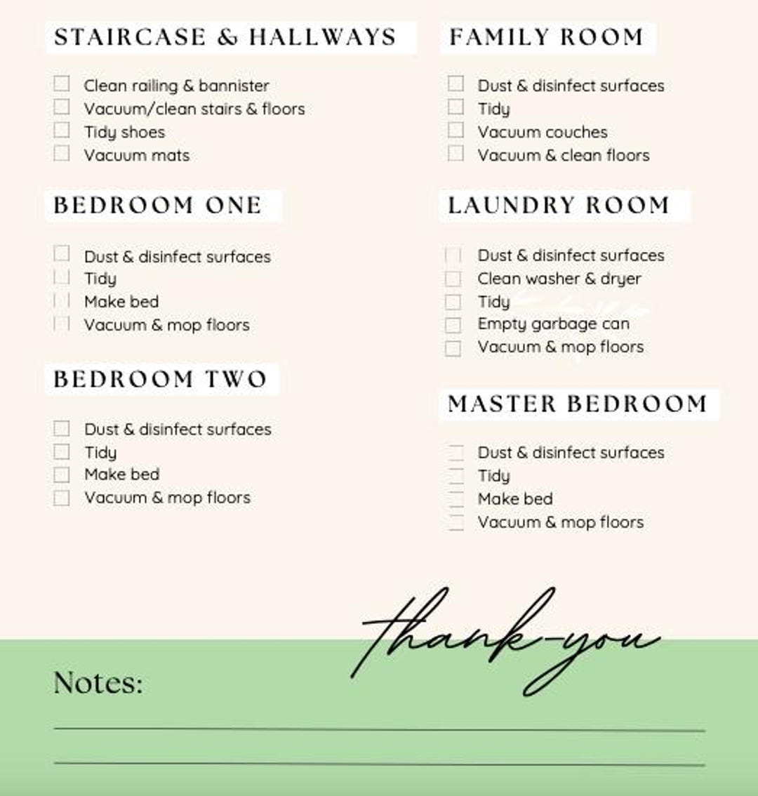 Cleaning Checklist - Etsy