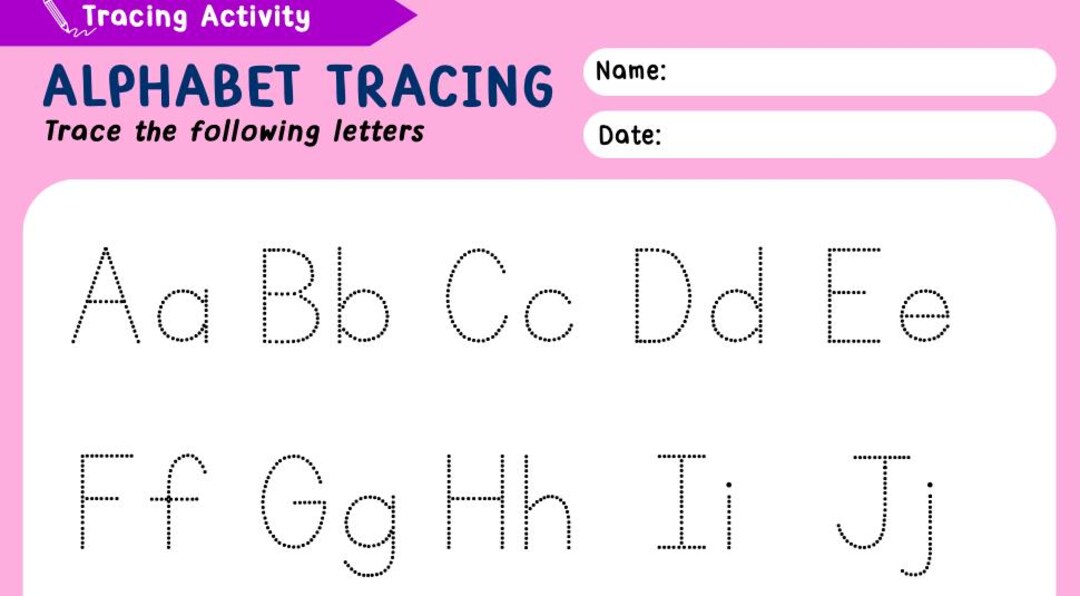 The English Alphabet Tracing Worksheet (pink) - Etsy