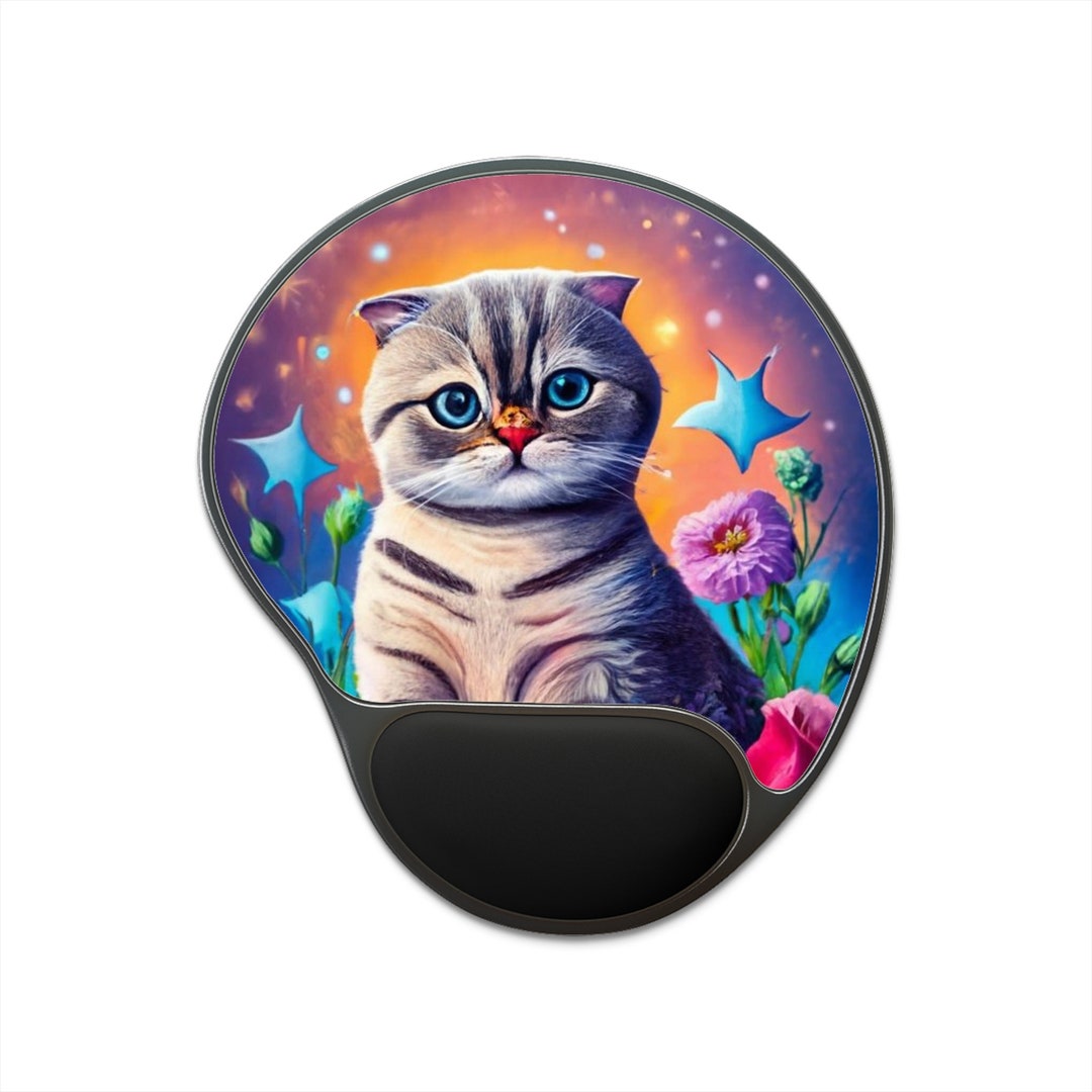Mouse Pad SCOTTISH FOLD KITTEN With Wrist Rest, Gift for a Cat Lover ...