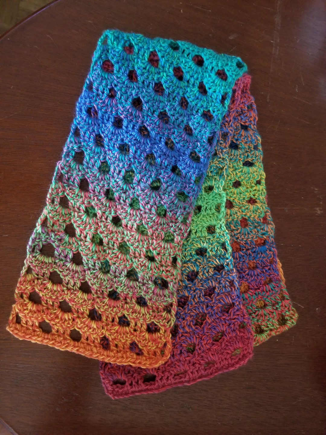CARNIVAL Multi Color Crochet SCARF Handmade One of a Kind 60 X 7 - Etsy