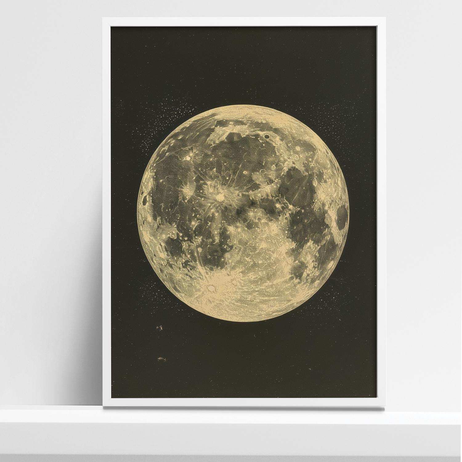 Vintage Moon Illustration - Celestial Astronomy Art - Antique Lunar ...