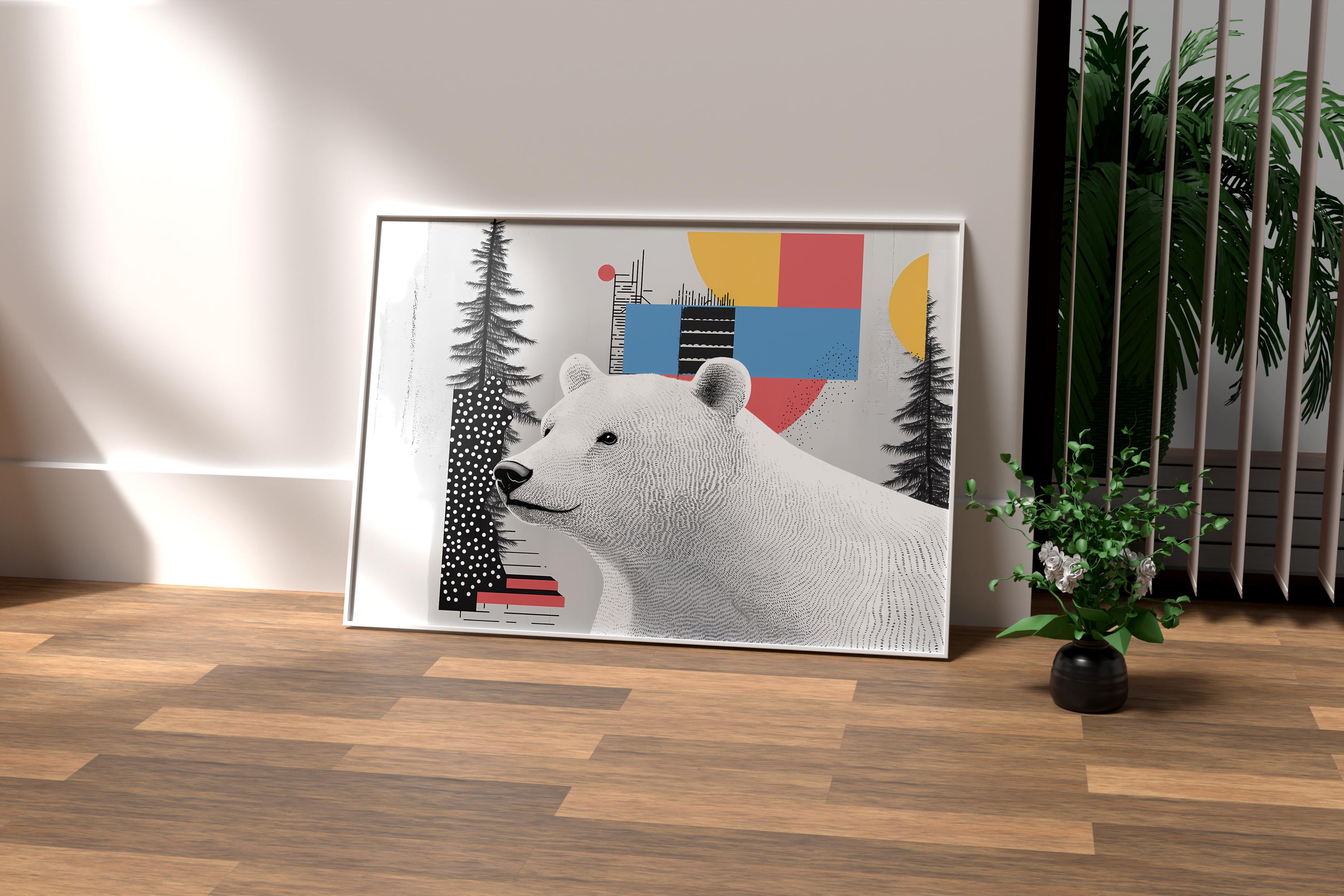 Modern Polar Bear Collage Art Print – Abstract Geometric Wildlife ...