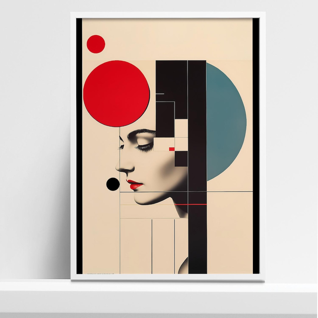 Dada Style Portrait Poster – Abstract Geometric Art Print for Modern ...