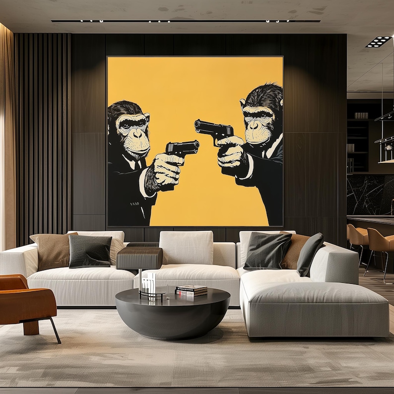 Humorous Monkey Gangsters Art Print – Monkeys in Suits With Guns on ...