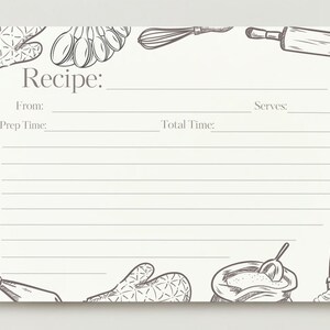 Baking/cooking Recipe Card Template, Bridal Shower Recipe Insert ...