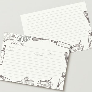 Baking/cooking Recipe Card Template, Bridal Shower Recipe Insert ...