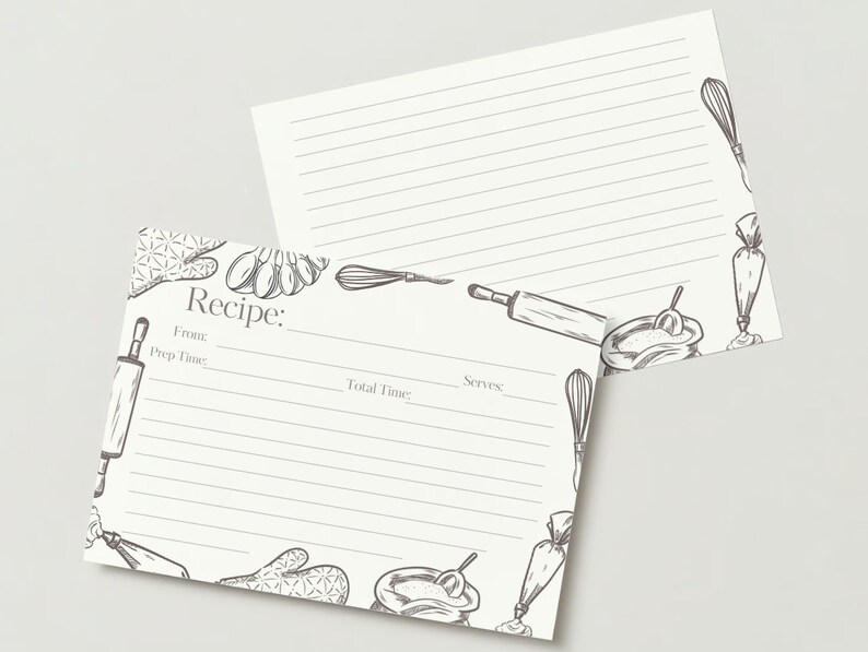 Baking/cooking Recipe Card Template, Bridal Shower Recipe Insert ...