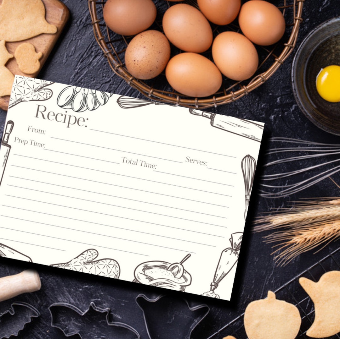 Baking/cooking Recipe Card Template, Bridal Shower Recipe Insert ...