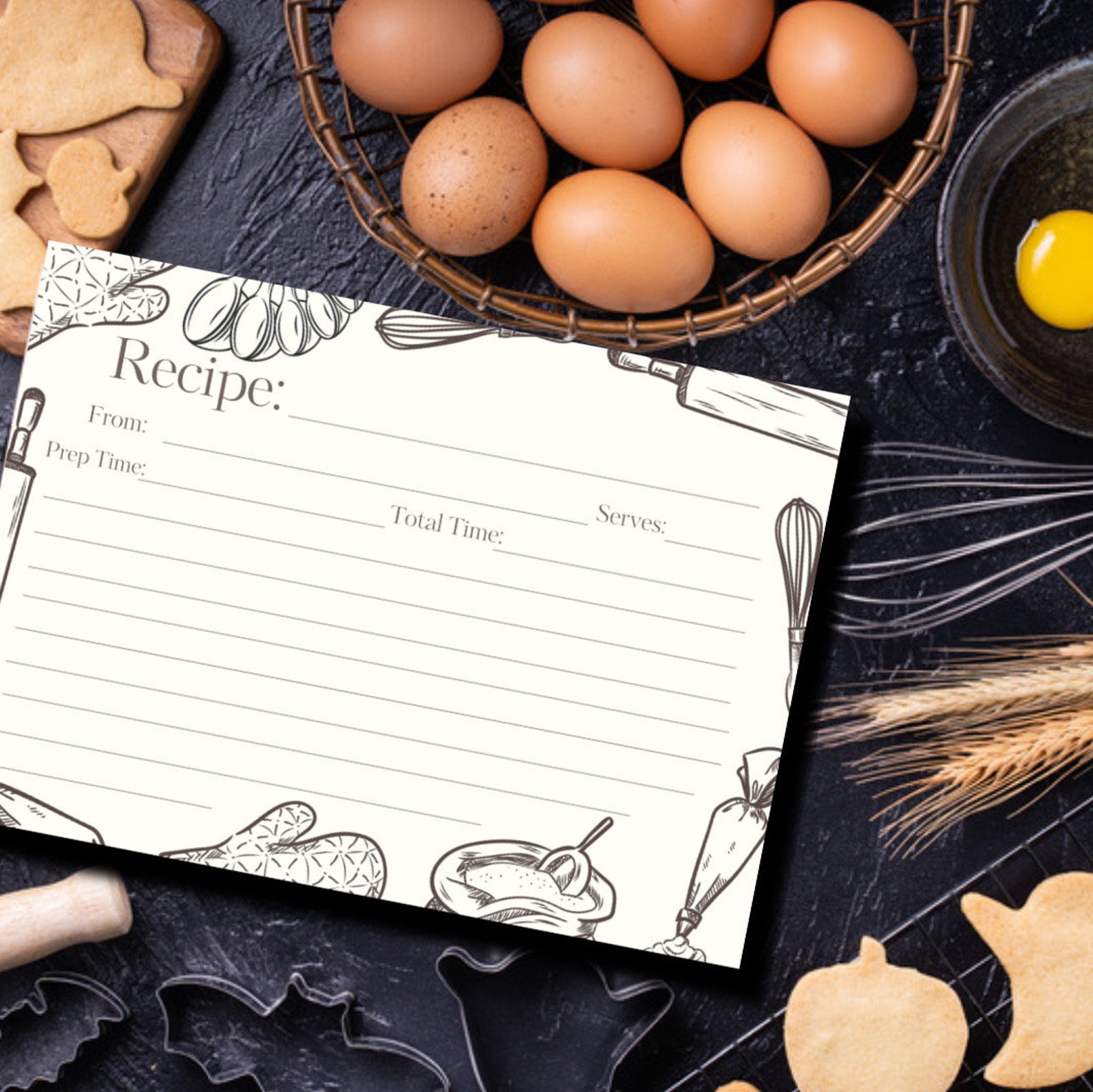 Baking/cooking Recipe Card Template, Bridal Shower Recipe Insert ...