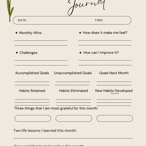 Reflexion Monthly Journal Printable - Etsy