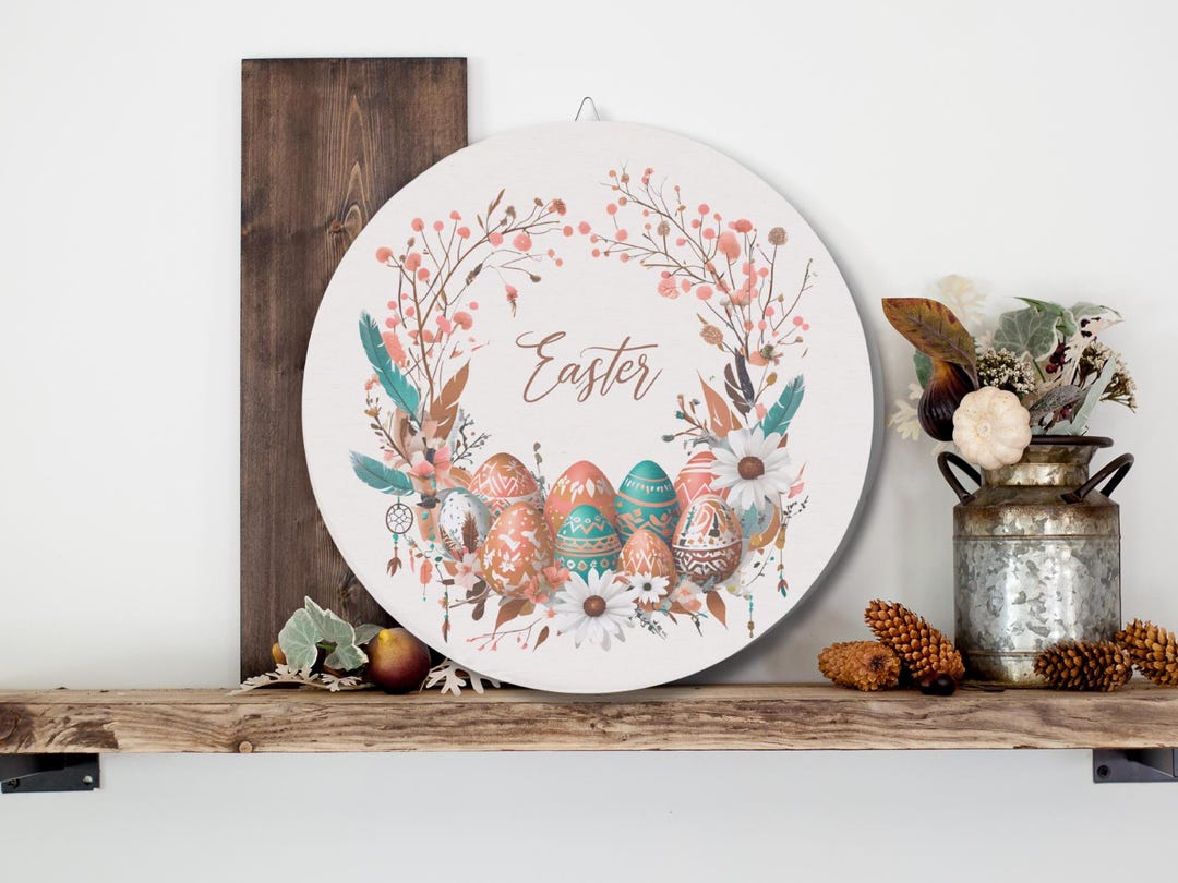 Rustic Easter Wooden Sign | Boho Easter Decor | Spring Farmhouse Wall ...