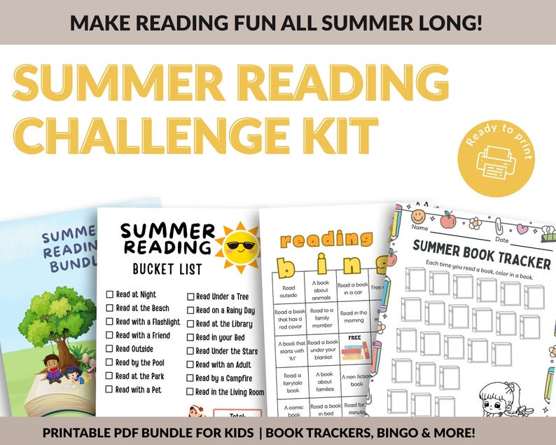 Summer Reading Challenge Printable Bundle | Kids Book Tracker PDF ...