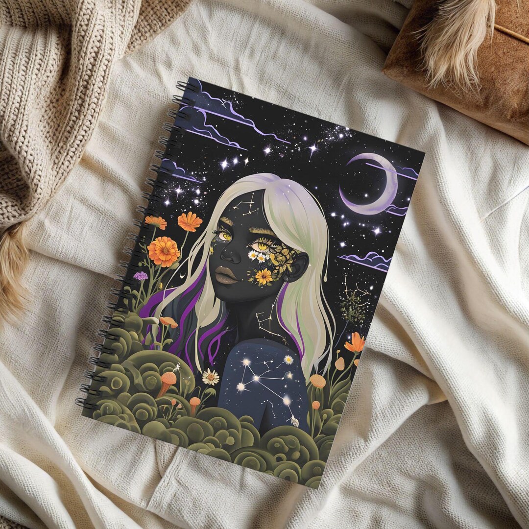 Celestial Journal Witchy Notebook Mystical Woman Moon Diary Spiral ...