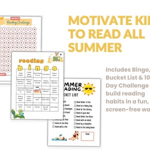 Summer Reading Challenge Printable Bundle | Kids Book Tracker PDF ...