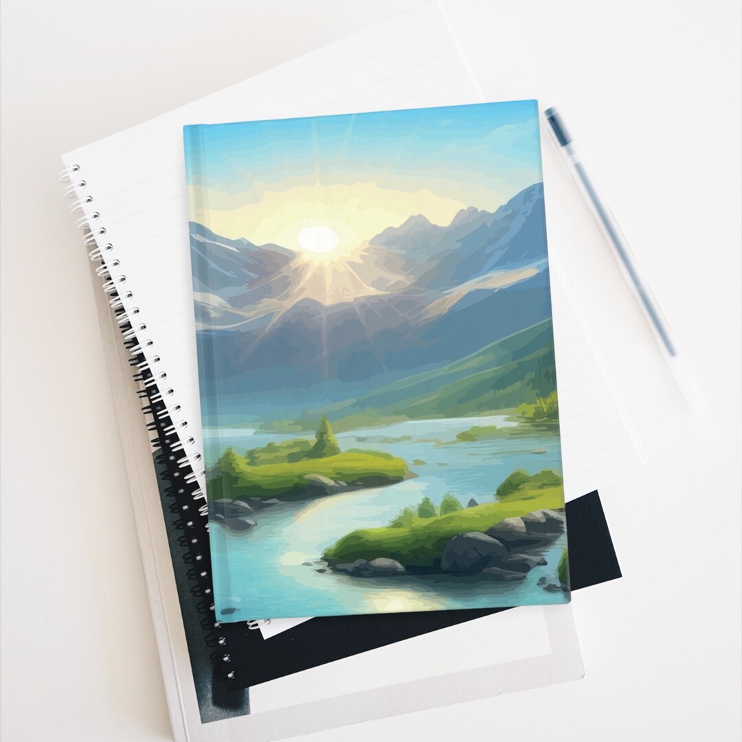 Serene Mountain Lake Sunrise Writing Journal Ruled Line Hardcover ...