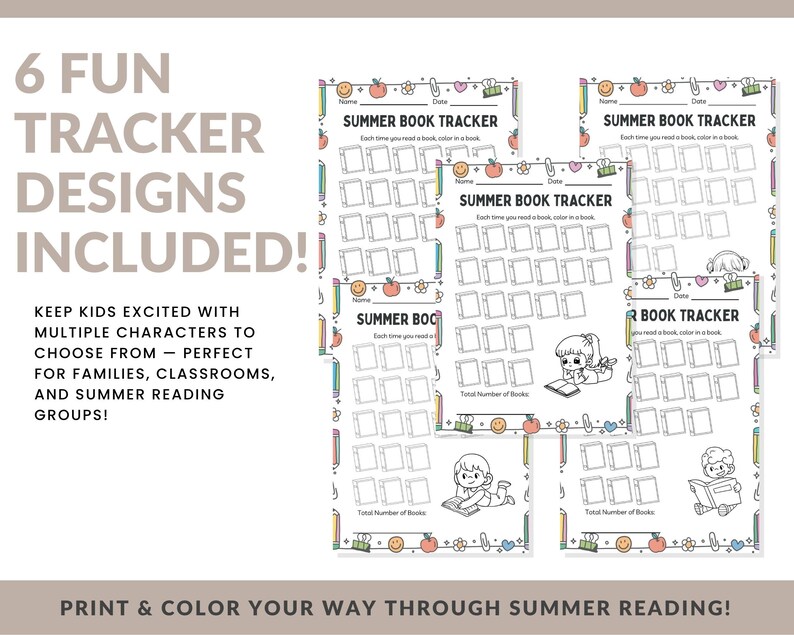 Summer Reading Challenge Printable Bundle | Kids Book Tracker PDF ...