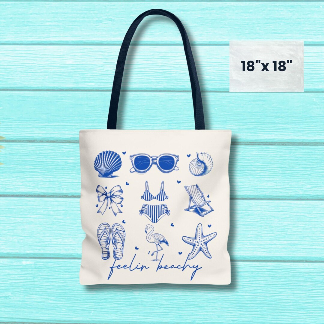 Coastal Blue Beach Tote Bag: Summer Vacation Accessory - Etsy