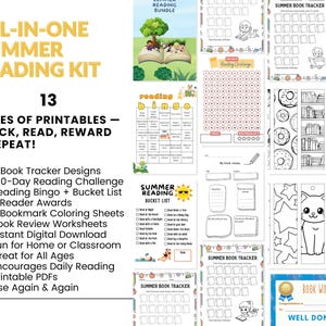Summer Reading Challenge Printable Bundle | Kids Book Tracker PDF ...