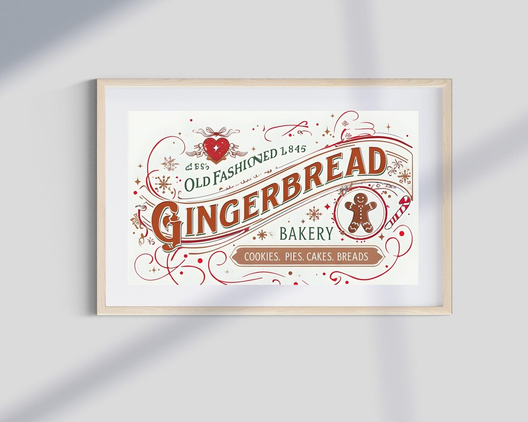 Gingerbread Sign Vintage Bakery Sign Gingerbread Christmas Decor ...