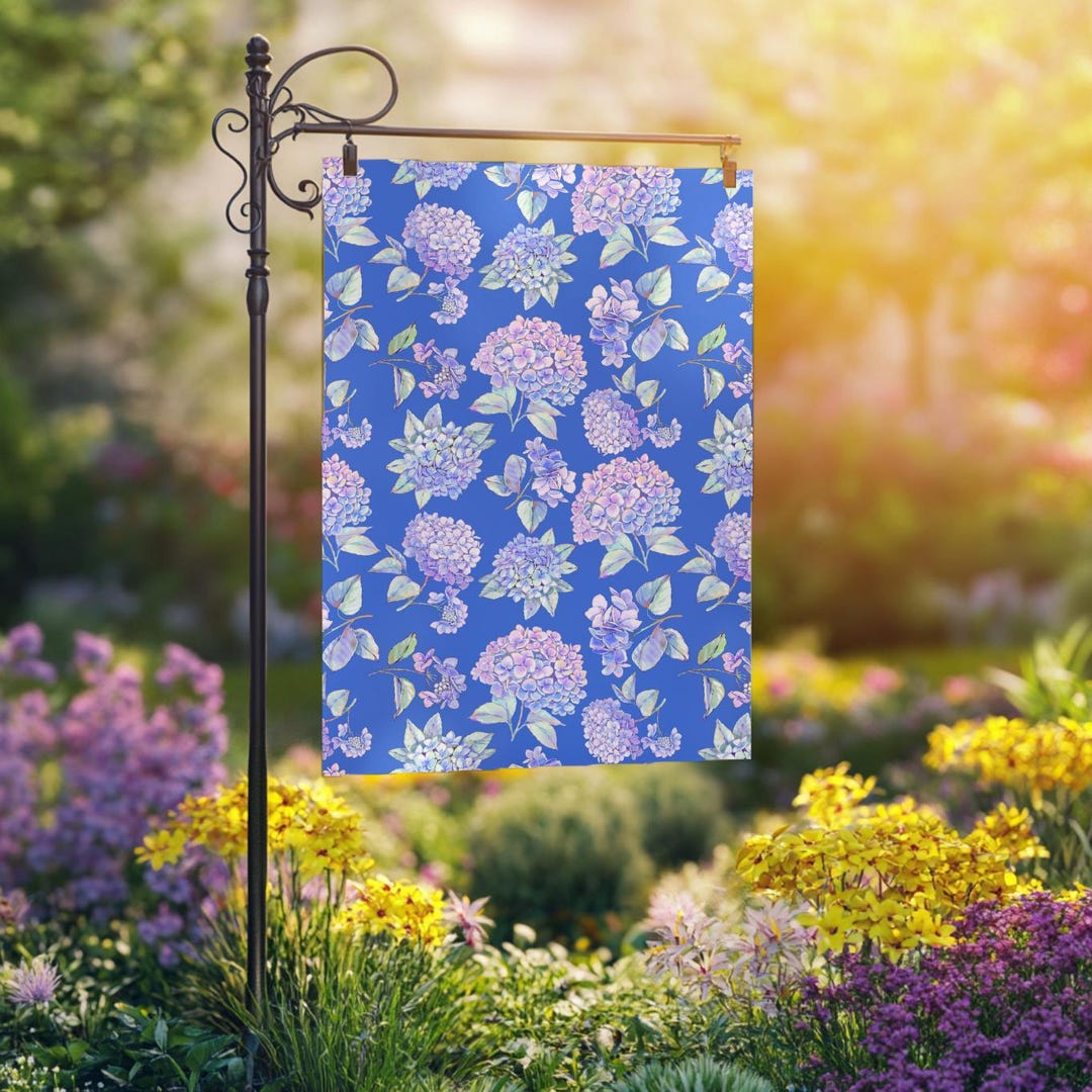 Blue Hydrangea Garden Flag: Cottagecore Floral Outdoor Decor - Etsy