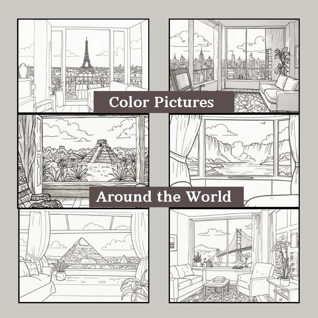 Coloring Pages Around the World - Etsy