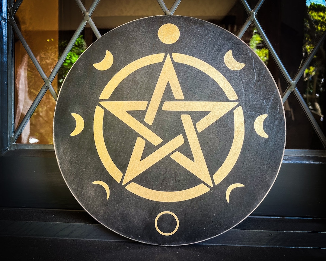 Lunar Pentacle, Custom Colors, Solid Quality Wood and Paint, Hand ...