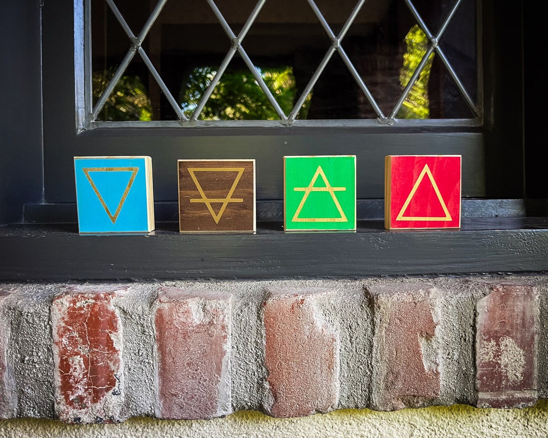 Alchemy Symbols Solid Wood and Paint Altar Decor, Hand Crafted, Custom ...