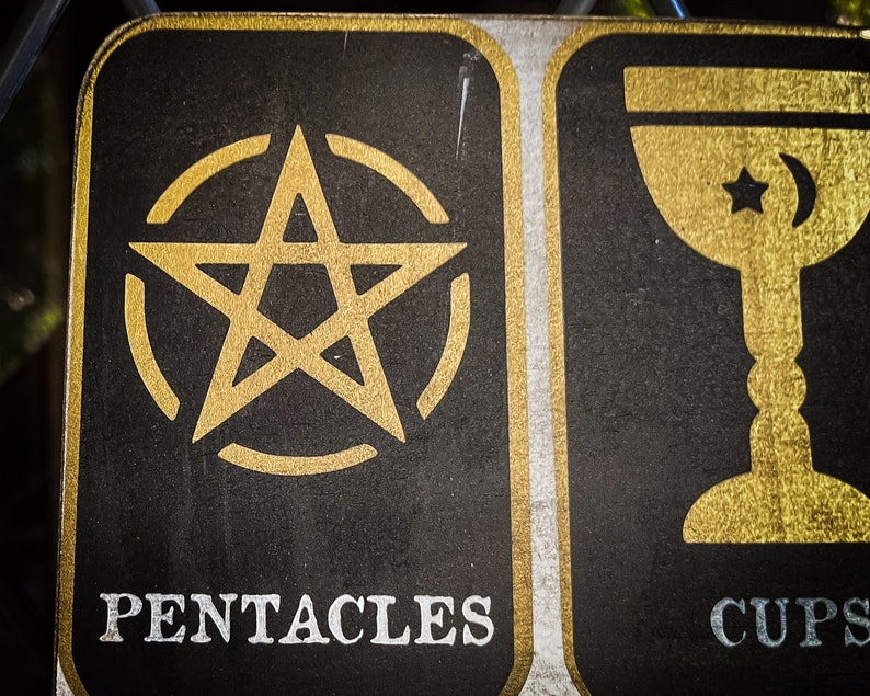 Tarot Pentacle, Wand, Sword, Cups, Solid Wood and Paint, Hand Crafted ...