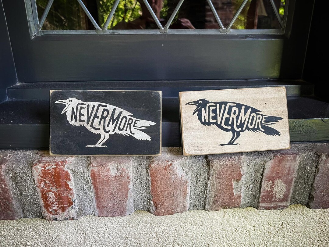 Nevermore Raven, Poe, Solid Wood and Paint Art Sign Hand Crafted for ...