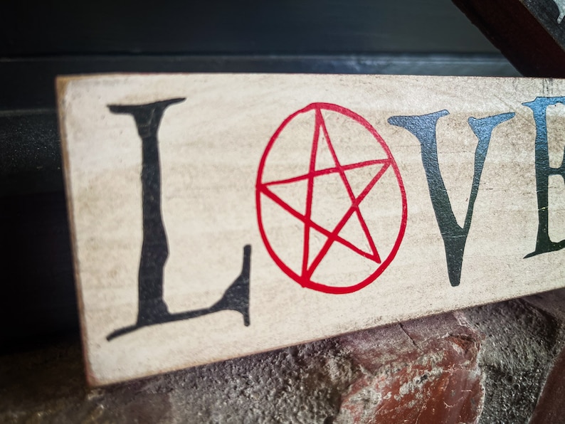 Pentacle Love Wood and Paint Art Pentagram Piece, Hand Crafted, Custom ...