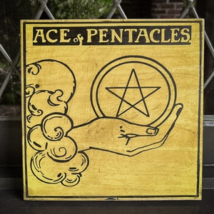 Tarot Ace Pentacle, Wand, Sword, Cups, Solid Wood and Paint, Hand ...