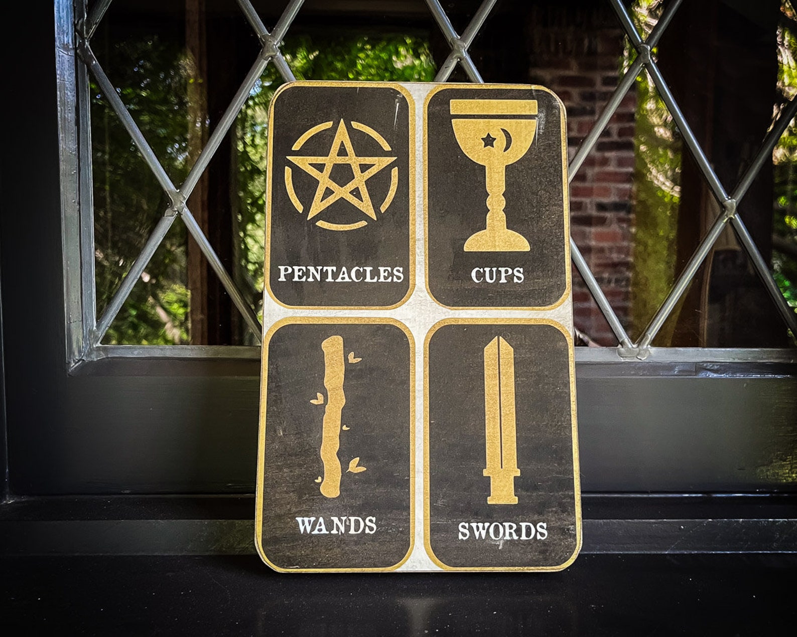 Tarot Pentacle, Wand, Sword, Cups, Solid Wood and Paint, Hand Crafted ...