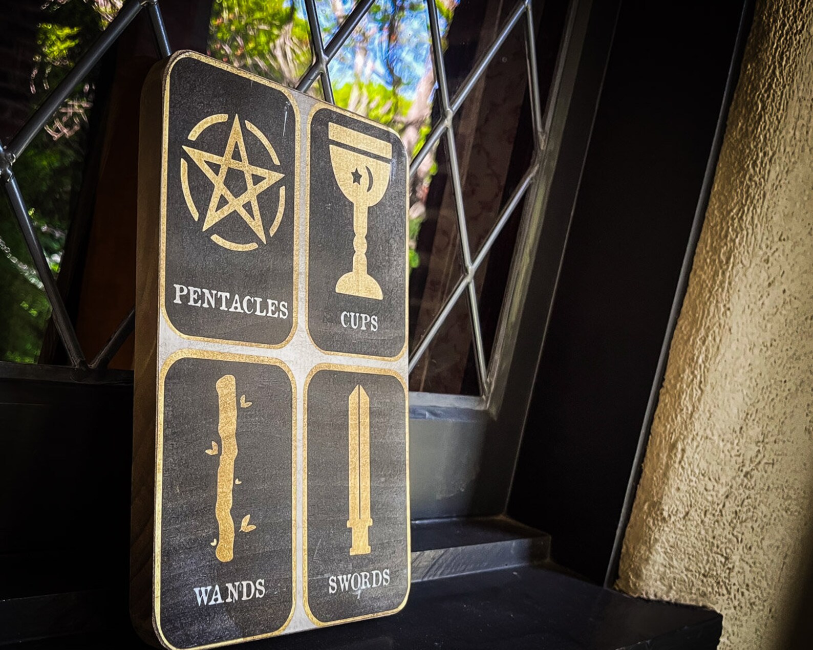 Tarot Pentacle, Wand, Sword, Cups, Solid Wood and Paint, Hand Crafted ...