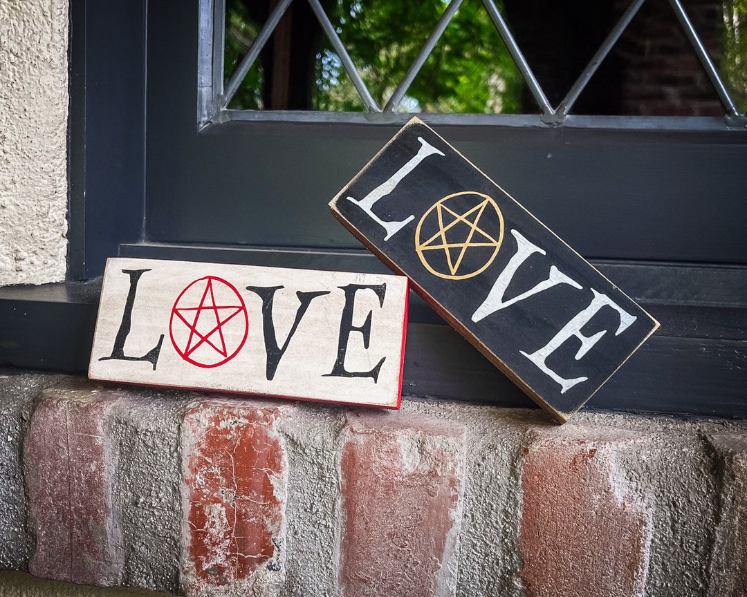 Pentacle Love Wood and Paint Art Pentagram Piece, Hand Crafted, Custom ...