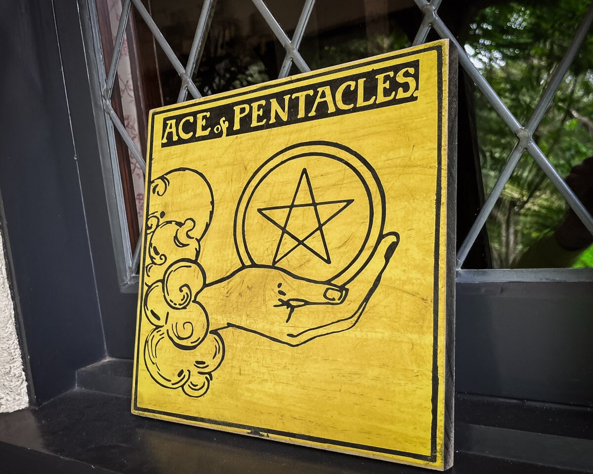 Tarot Ace Pentacle, Wand, Sword, Cups, Solid Wood and Paint, Hand ...