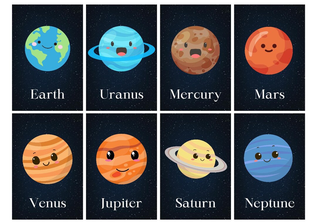 Planets and Space Flashcards, Early Education, School, Learning. - Etsy
