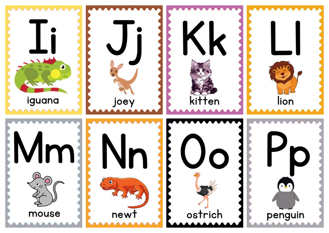 Animal Alphabet Letter Flashcards - Etsy