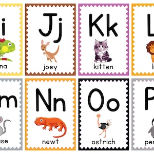 Animal Alphabet Letter Flashcards - Etsy