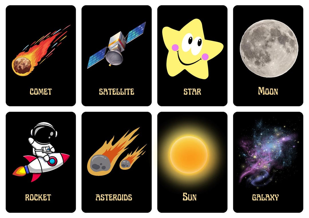 Space Flashcards, Early Education, Learning, School. - Etsy