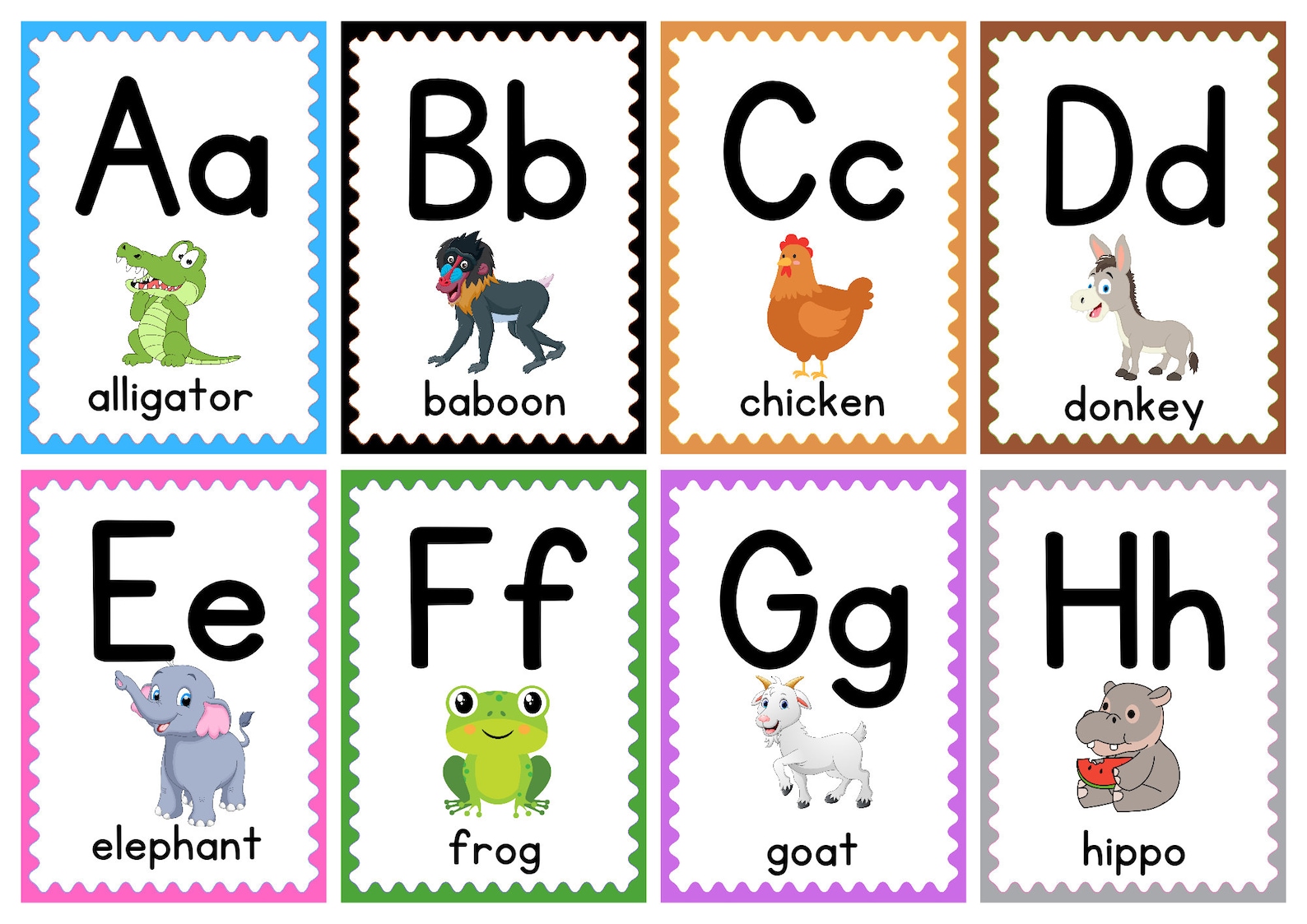 Animal Alphabet Letter Flashcards - Etsy