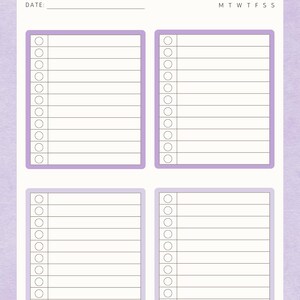 Downloadable and Printable Aesthetic Purple To-do List Checklist ...