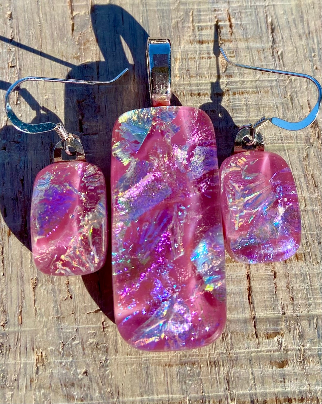 Pink Multi Color Fused Dichroic Art Glass Jewelry Matching - Etsy